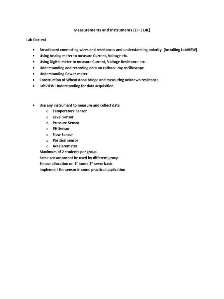 Measurement and Instrumentation | PDF
