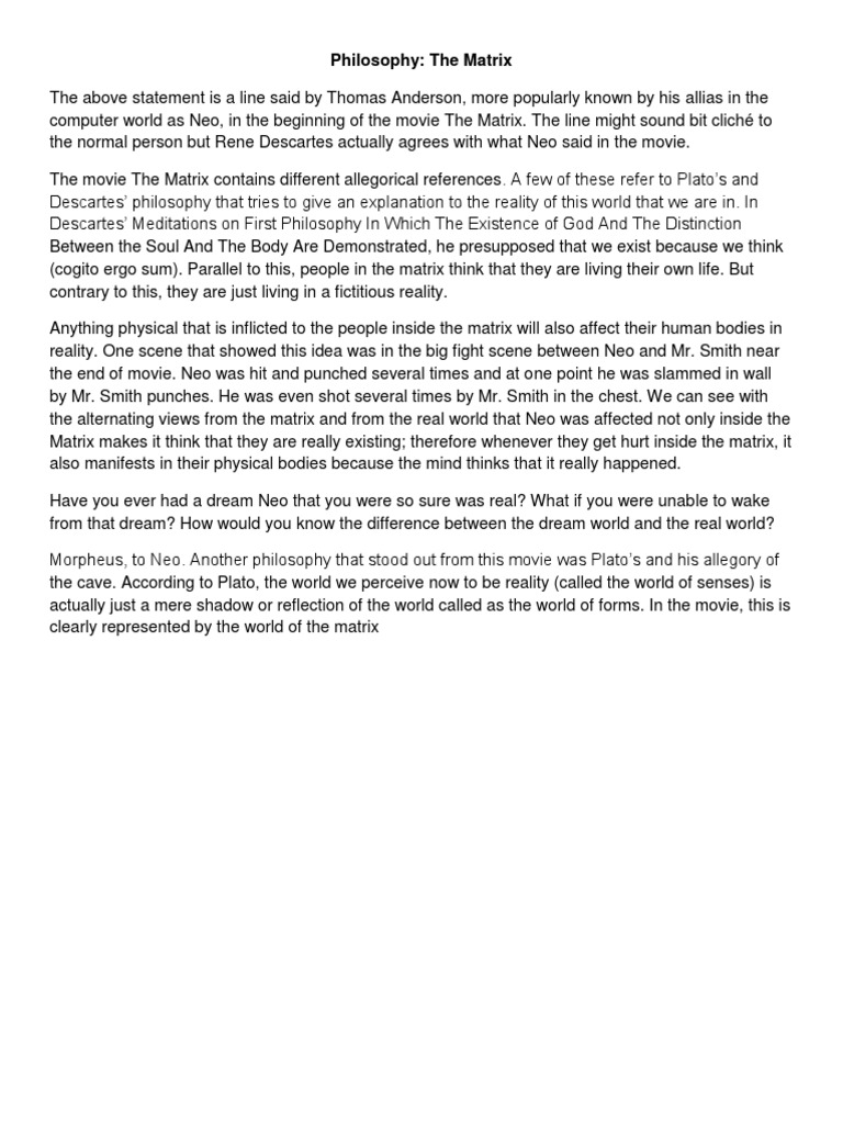 Philosophy: The Matrix | PDF | Philosophy | Science & Mathematics