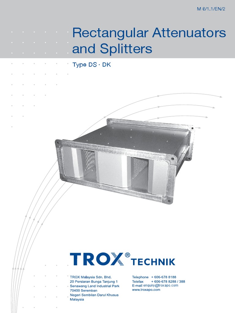 Rectangular Attenuators and Splitters: Type DS DK | PDF | Duct (Flow ...