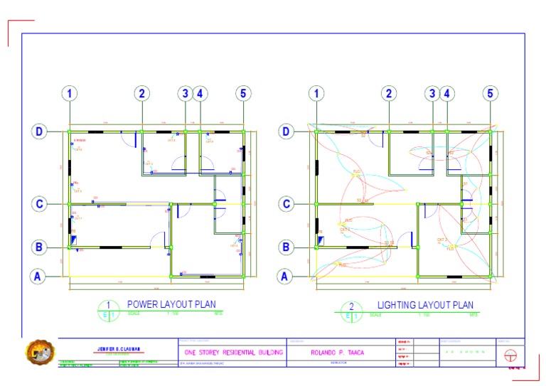 Lighting Layout Plan 2 1 Power Layout Plan: Jenifer B. Claunan | PDF