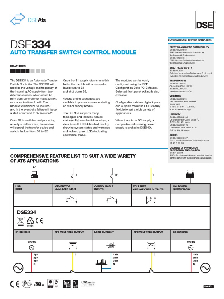 Dse334 Data Sheet (Usa) | PDF | Mains Electricity | Alternating Current