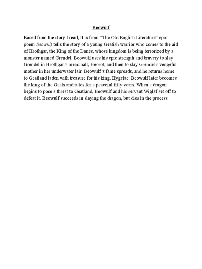 Beowulf: Epic Tale of Heroism | PDF | General Fiction