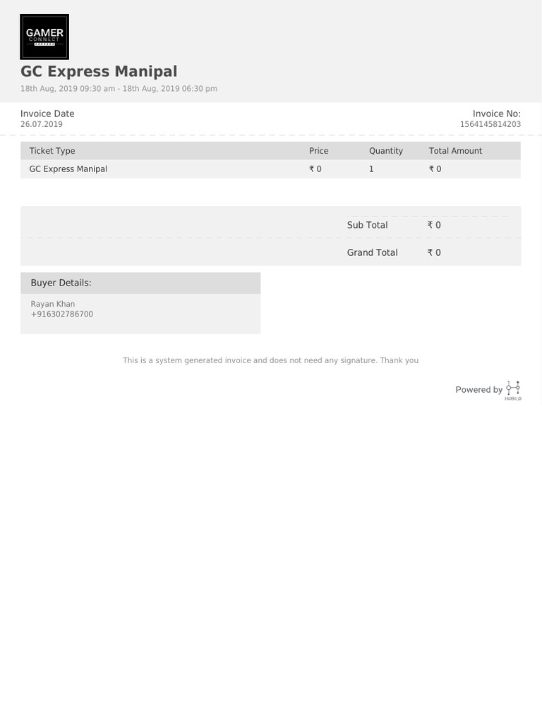 GC Express Manipal Invoice Summary | PDF