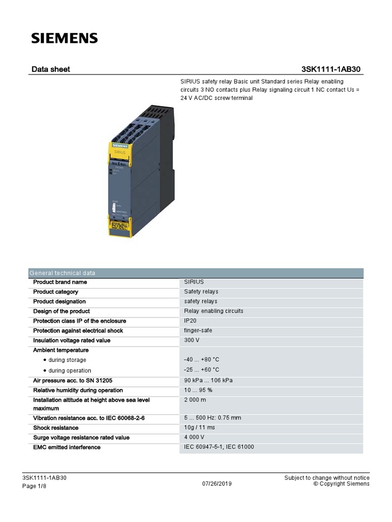 3SK11111AB30 Datasheet en | PDF | Relay | Alternating Current