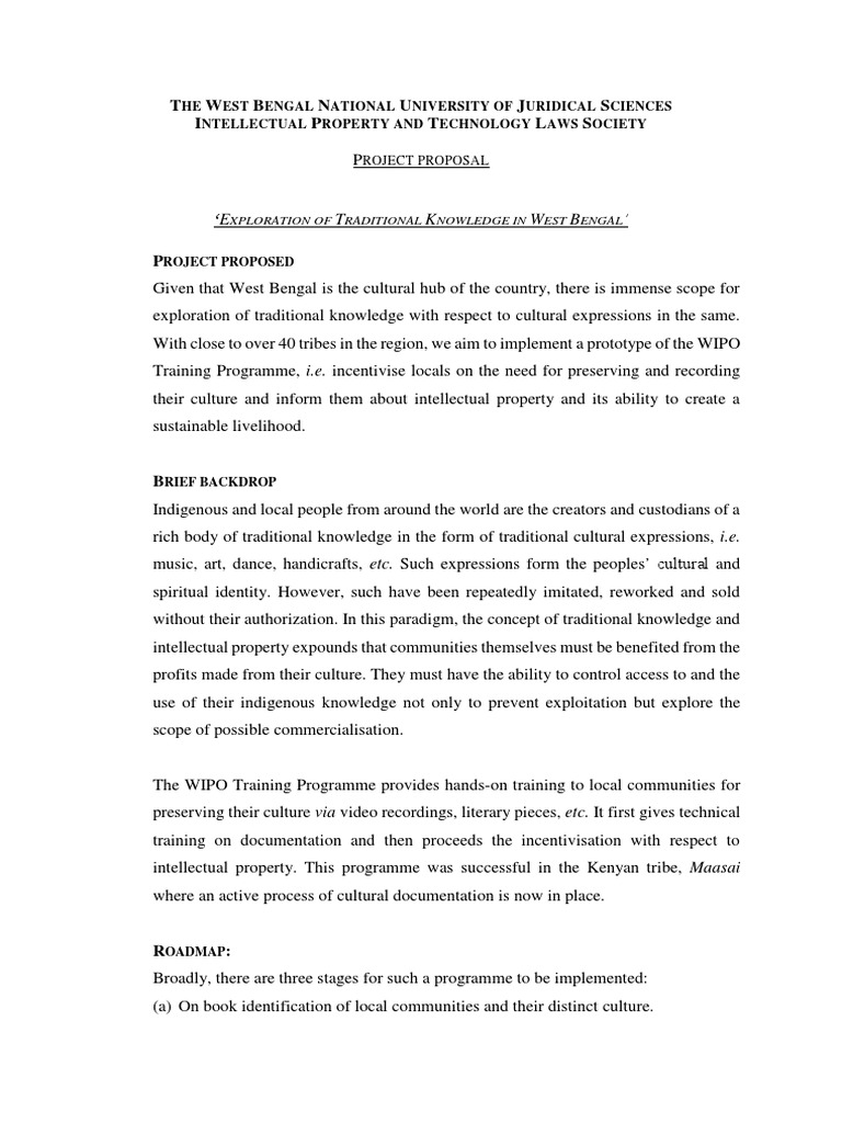 Draft Project Proposal | PDF | Traditional Knowledge | Intellectual ...