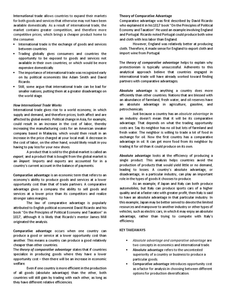 Comparative & Absolute Advantage | PDF | Comparative Advantage | Economics