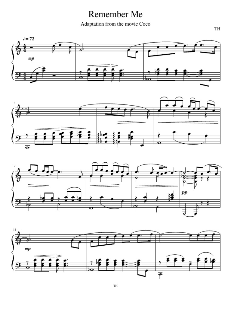 Remember Me - Coco Theme Song | PDF