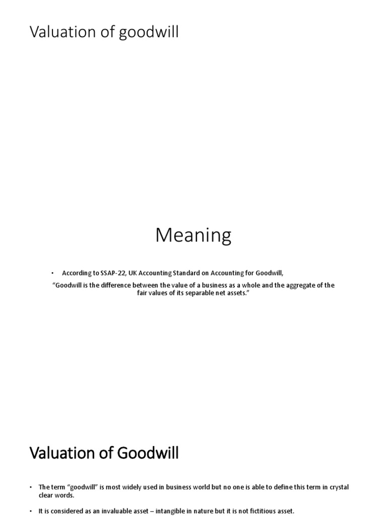 Valuation Of Goodwill Pdf Goodwill Accounting Valuation Finance