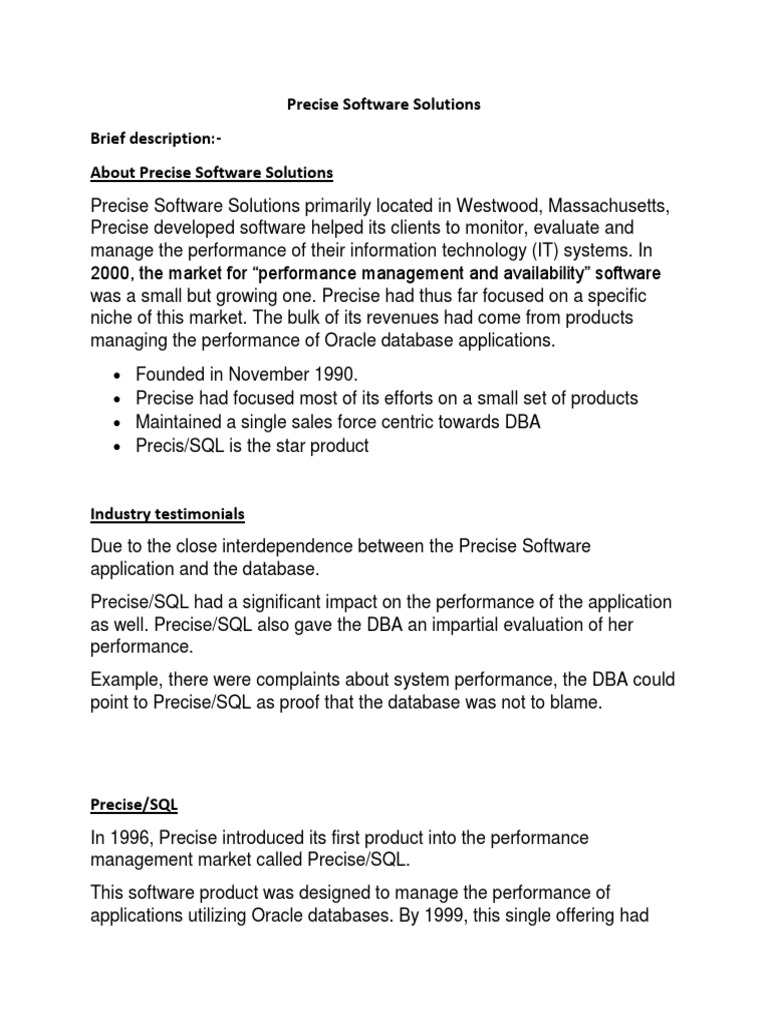 Precise Software Solutions Brief Description:-About Precise Software ...