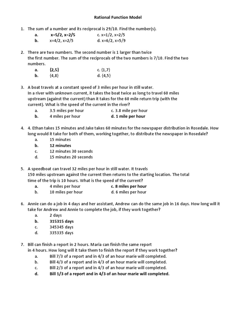 Rational Function Model 9 | PDF | Speed | Mathematical Relations