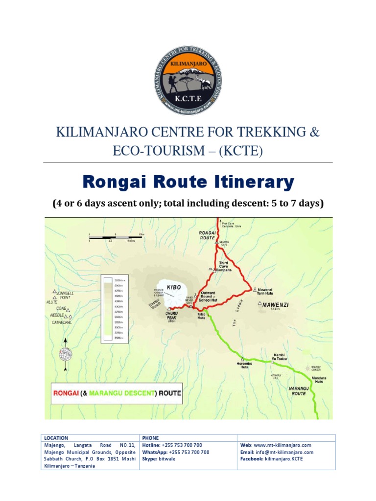 The Rongai Route KILIMANJARO Itinerary | PDF | Nature