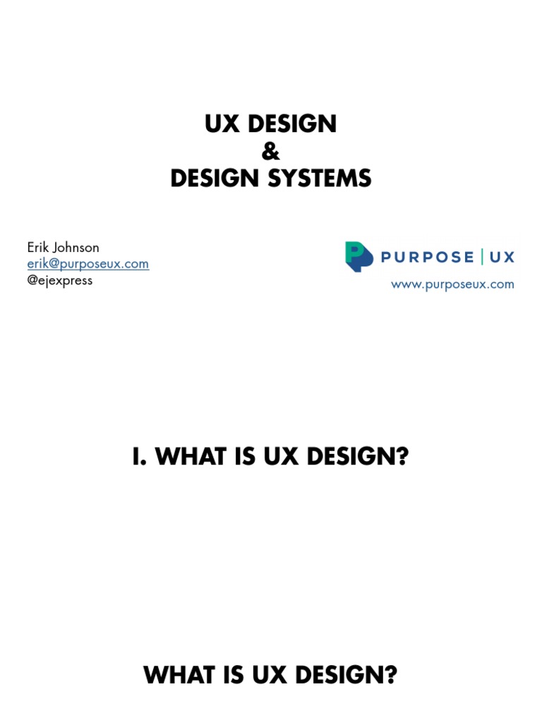 UX Design & Design Systems (Purpose UX) | PDF | Usability | Design