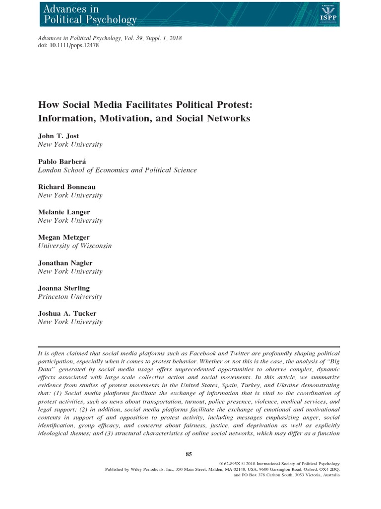 How Social Media Facilitates Political Protest: Information, Motivation ...