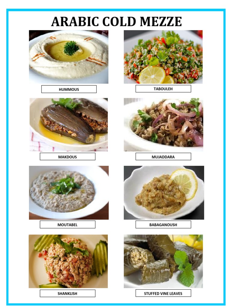 Arabic Cold Mezze Menu List | PDF