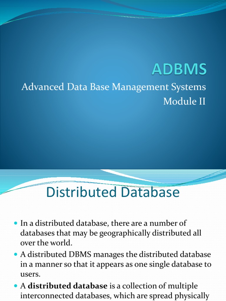 Advanced Data Base Management Systems | PDF | Database Transaction ...