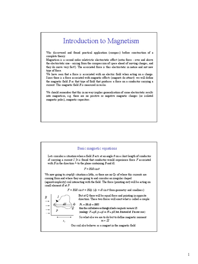 Introduction To Magnetism: Basic Magnetic Equations | PDF ...