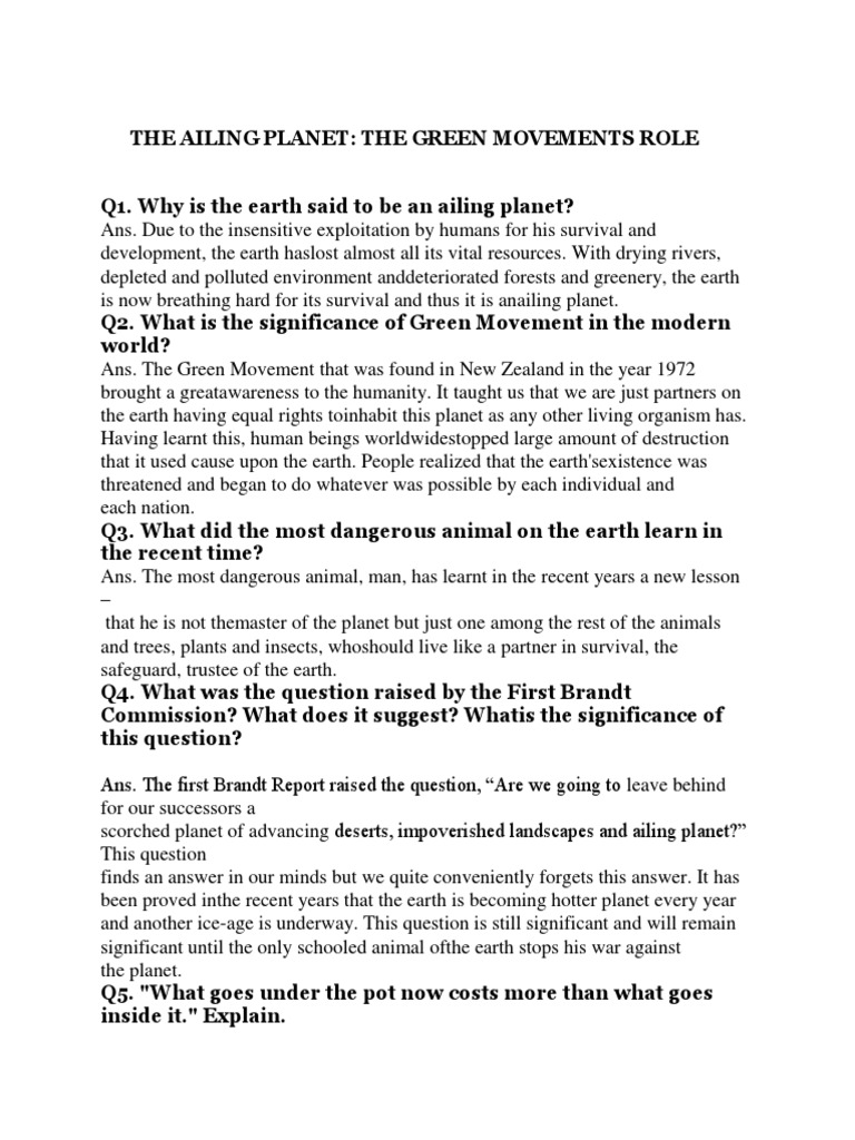 The Ailing Planet | PDF | Earth | Nature