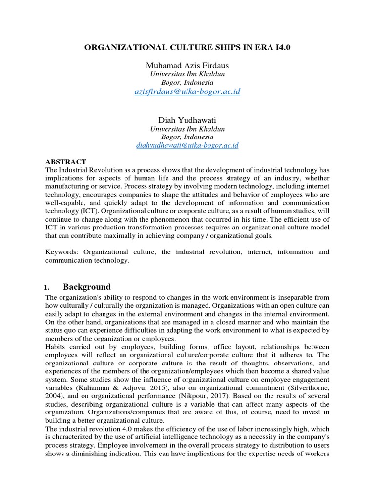 Organizational Culture Ship in I4 | PDF | Organizational Culture | Goal