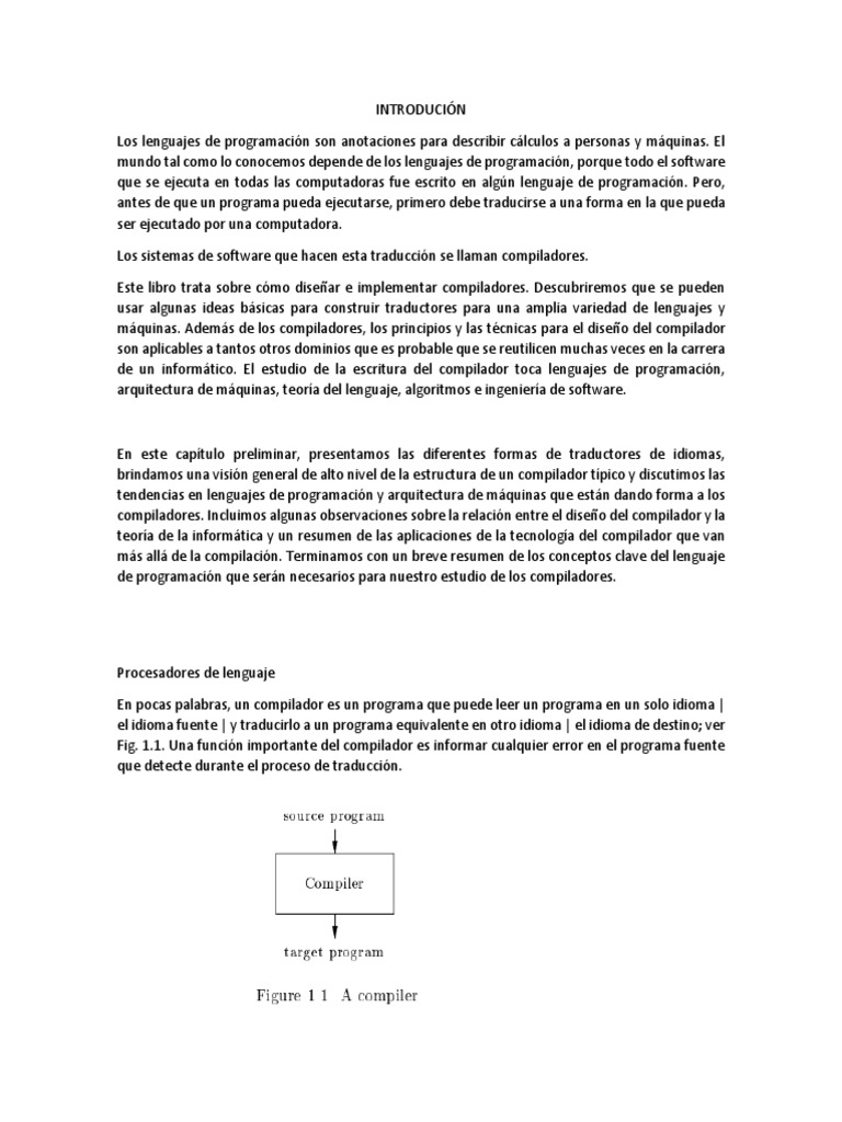 Traduccion Primeras Pag de Libro de Compiladores Principio Tecnicas y ...