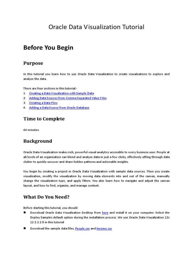 Tutoria Oracle Datavisualization Download Free Pdf Comma Separated Values Oracle Database