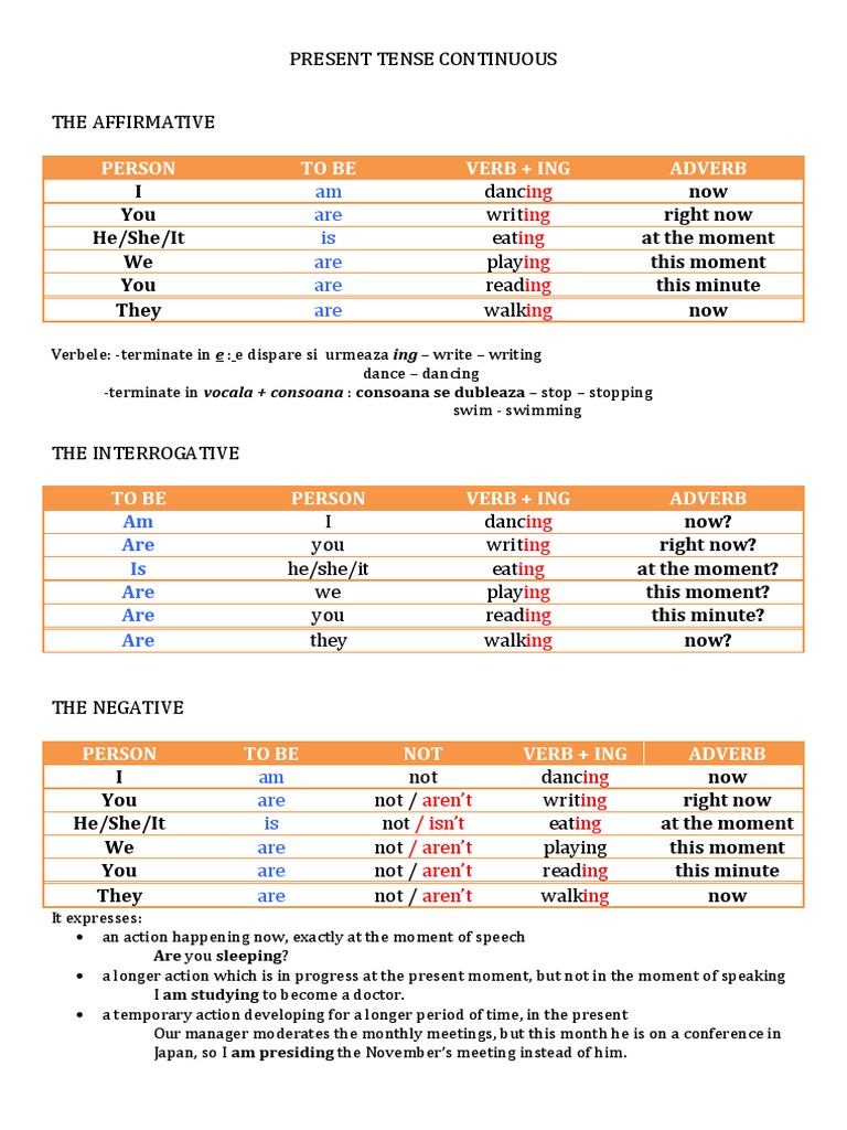 Present Tense Continuous | PDF | Verb | Syntax