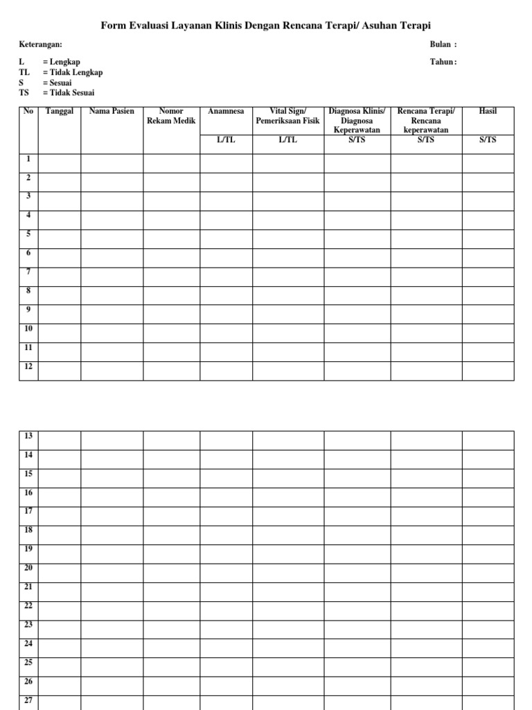 Form Evaluasi Layanan Klinis Dengan Rencana Terapi | PDF