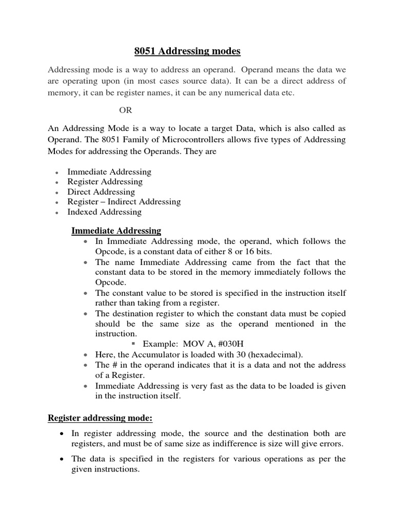 8051 Addressing Modes | PDF | Computer Data | Central Processing Unit