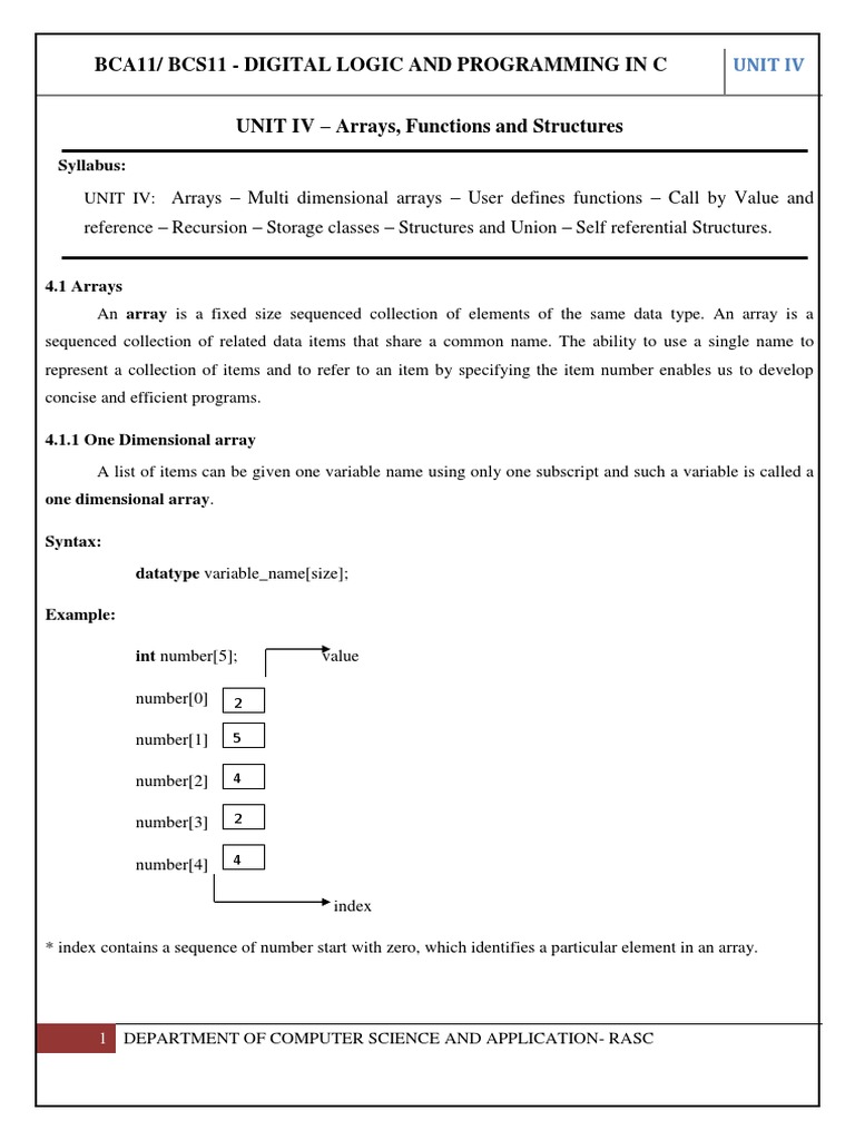 Bca11/ Bcs11 - Digital Logic and Programming in C | PDF | Parameter (Computer Programming ...