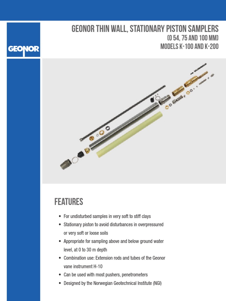 Geonor k100 k200 Thin Wall Stationary Piston Samples | PDF | Piston ...