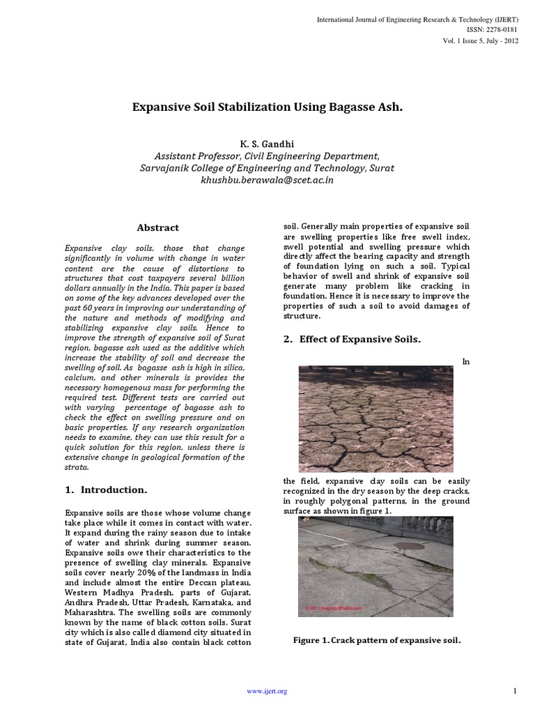 Expansive Soil Stabilization Using Bagasse Ash IJERTV1IS5083 | PDF ...