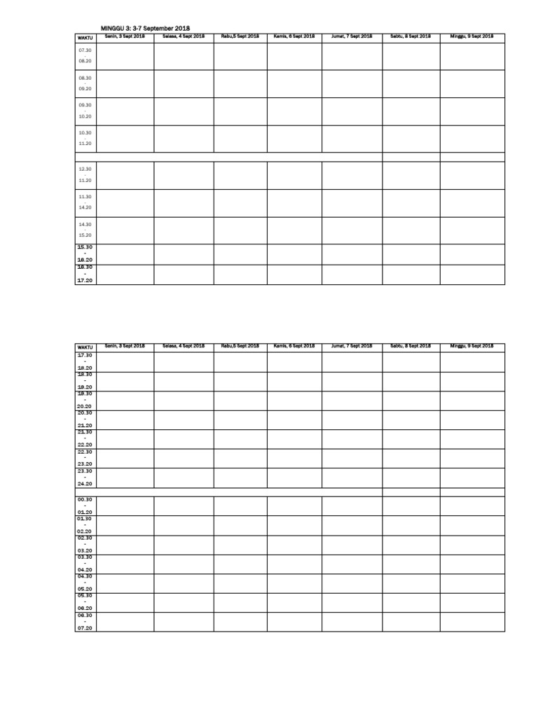 Template Time Tabel (2018) | PDF
