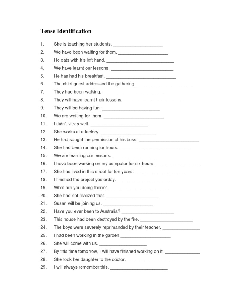 Tense Identification | PDF