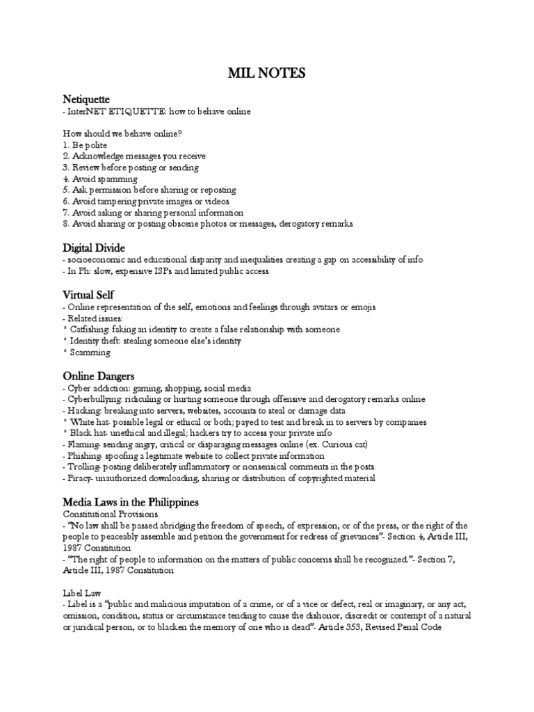Mil Notes: Netiquette | Download Free PDF | Defamation | Sound