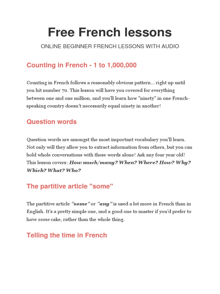 French Lesson 1 Website | PDF | Idiom | French Language