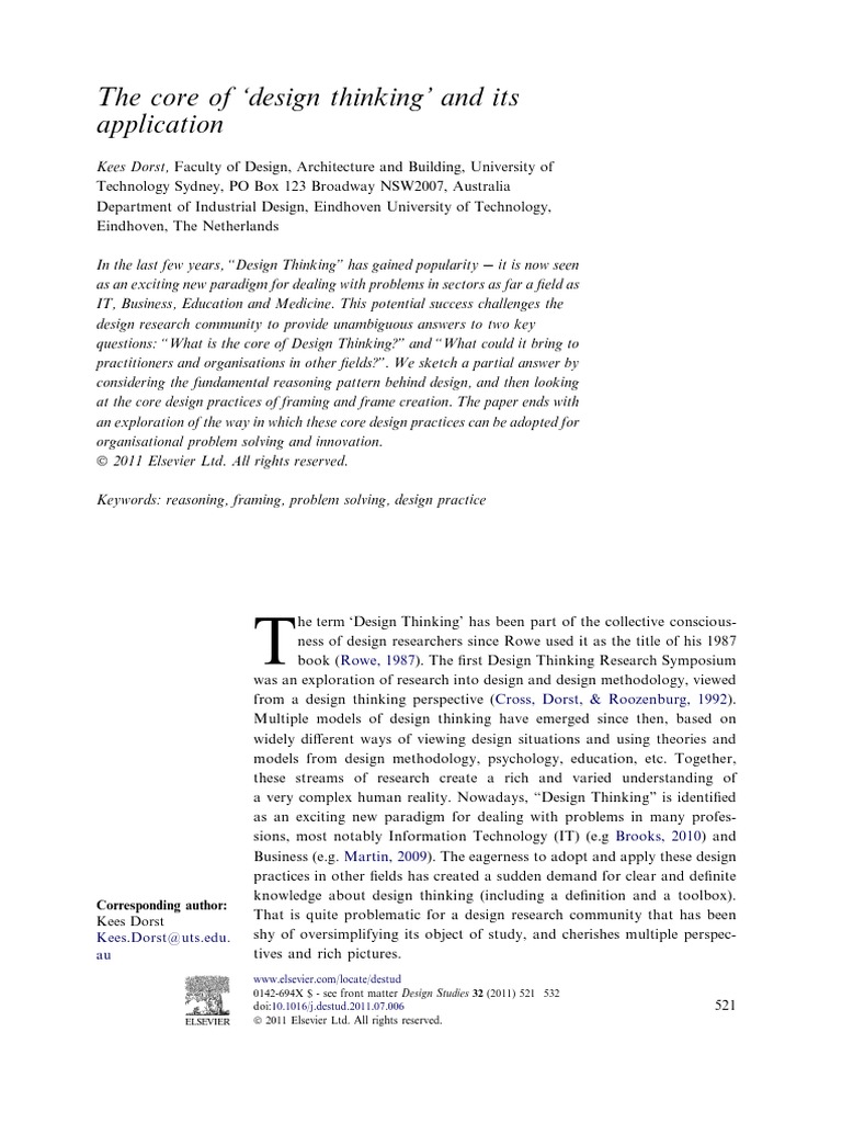 The Core of Design Thinking' and Its Application: Rowe, 1987 | PDF ...