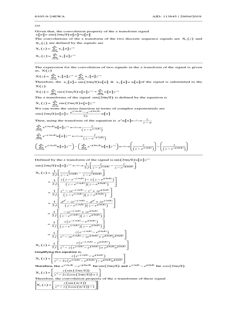 Z Transform Convolution Properties | PDF | Algebra | Mathematical Relations