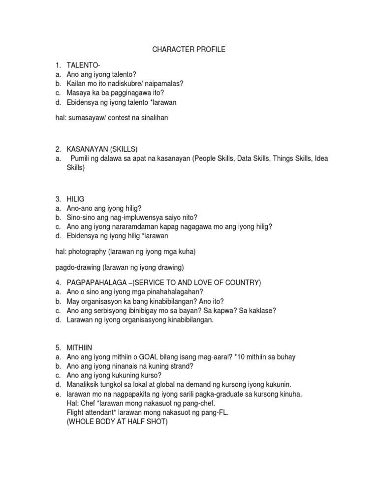 Character Profile | PDF