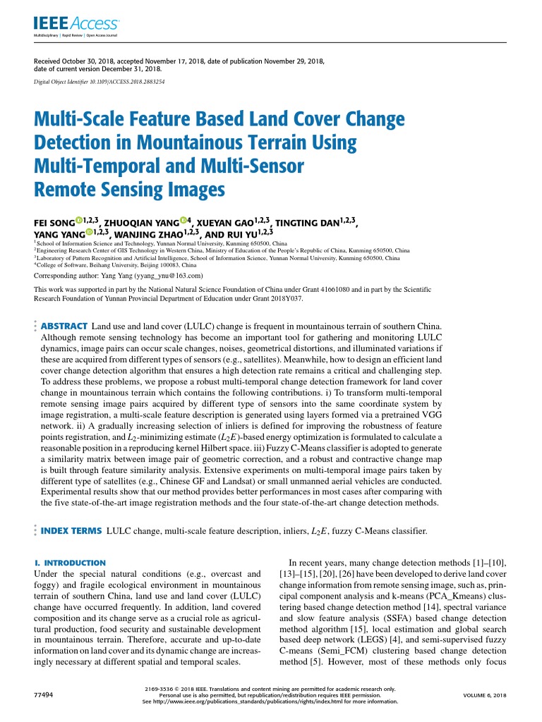 Multi-Scale Feature Based Land Cover Change Detection in Mountainous ...