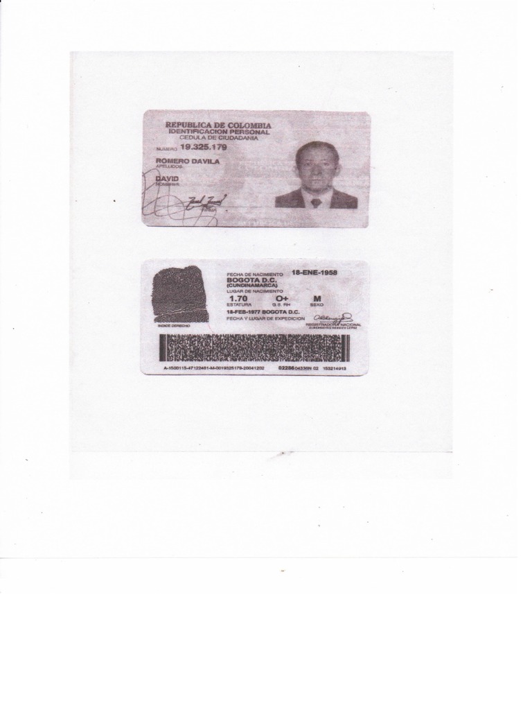 Cedula David Romero Davila | PDF