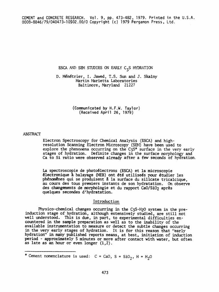 CEMENT and CONCRETE RESEARCH. Vol. 9, Pp. 473-482, 1979. Printed in The ...