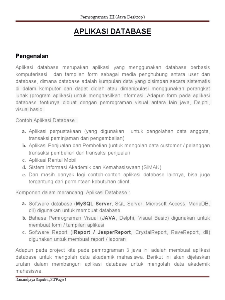 Modul App Database PDF | PDF | Metode & Bahan Ajar | Komputer