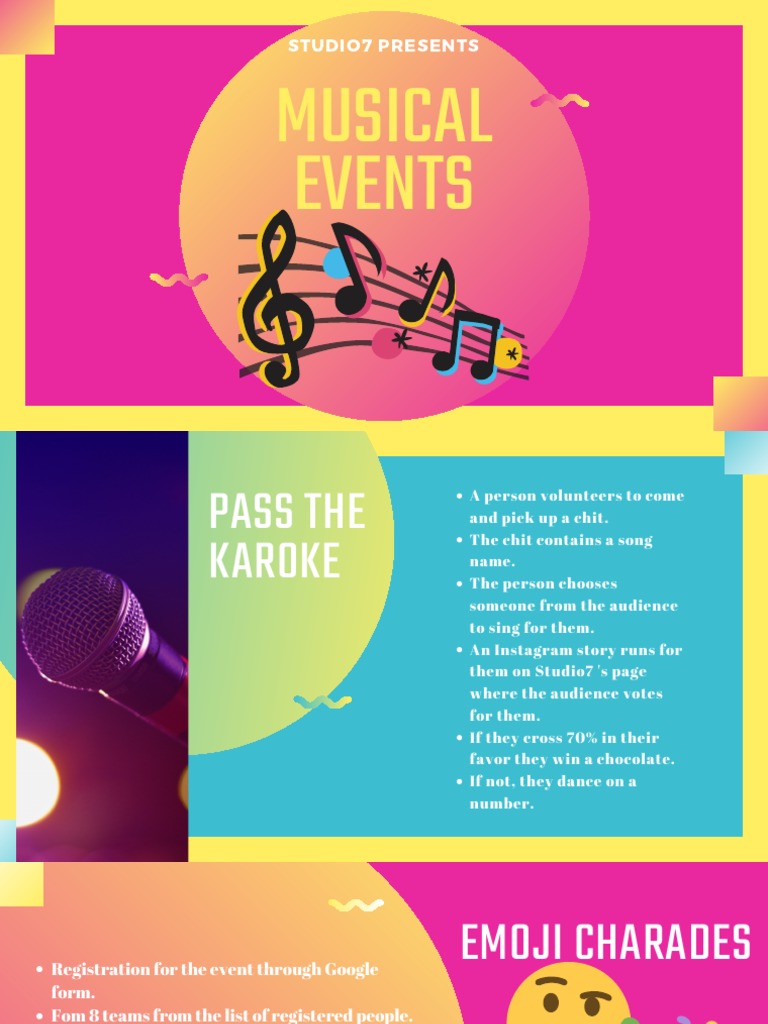 Fun Musical Events at Studio7 | PDF | Games & Activities