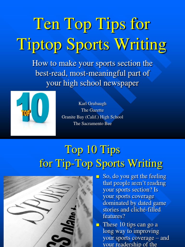 Ten Top Tips For Tiptop Sports Writing | PDF | Storytelling | Newspapers