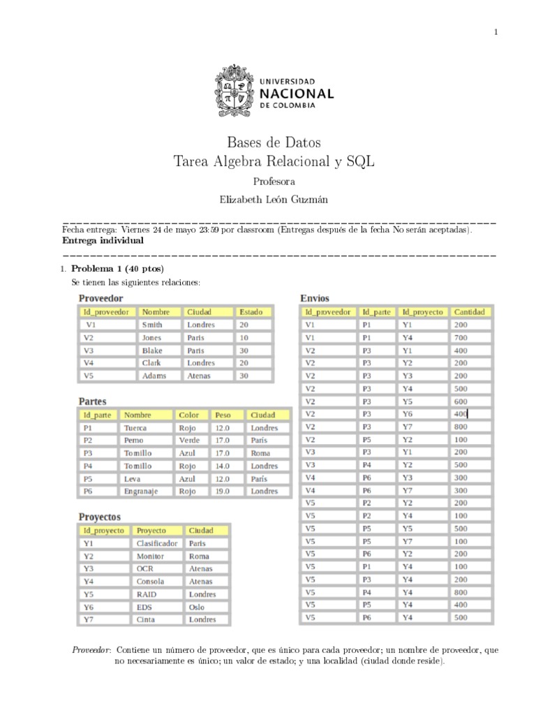 TareaAR PDF | PDF | Base de datos relacional | SQL