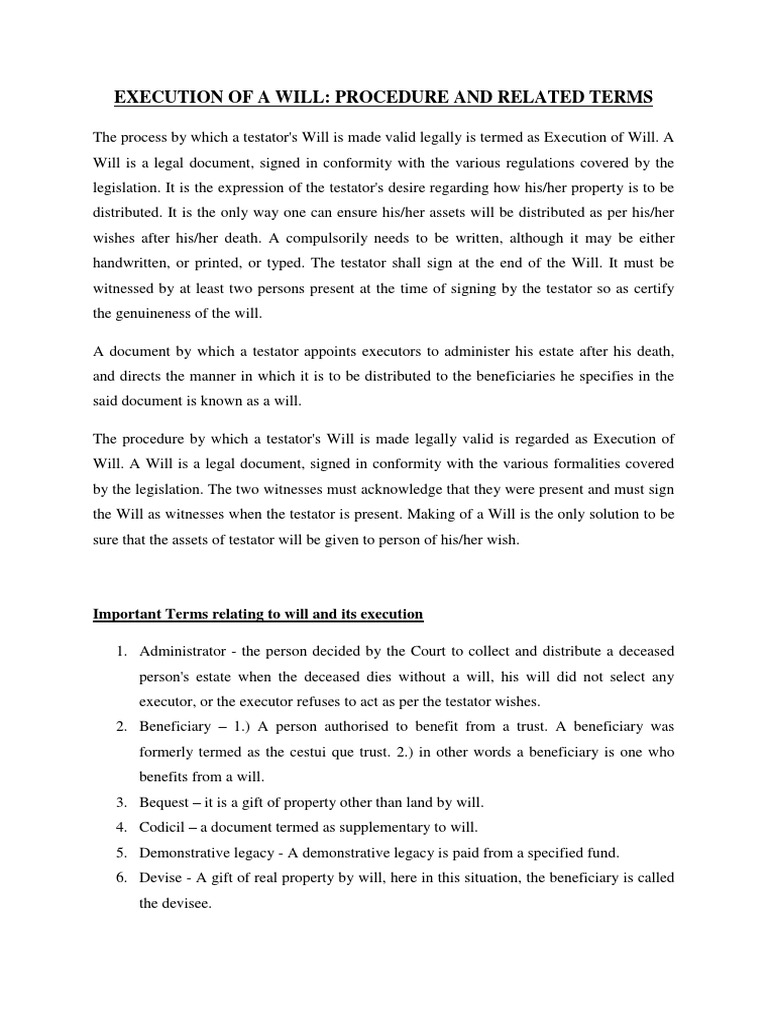 Understanding Will Execution | PDF