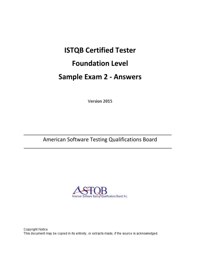 Foundation Exam Sample 2015 Answers | PDF | Software Testing ...
