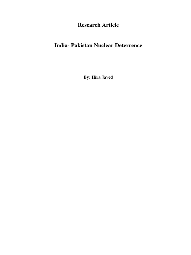 India - Pakistan Nuclear Deterrence | PDF | Deterrence Theory | Crime ...