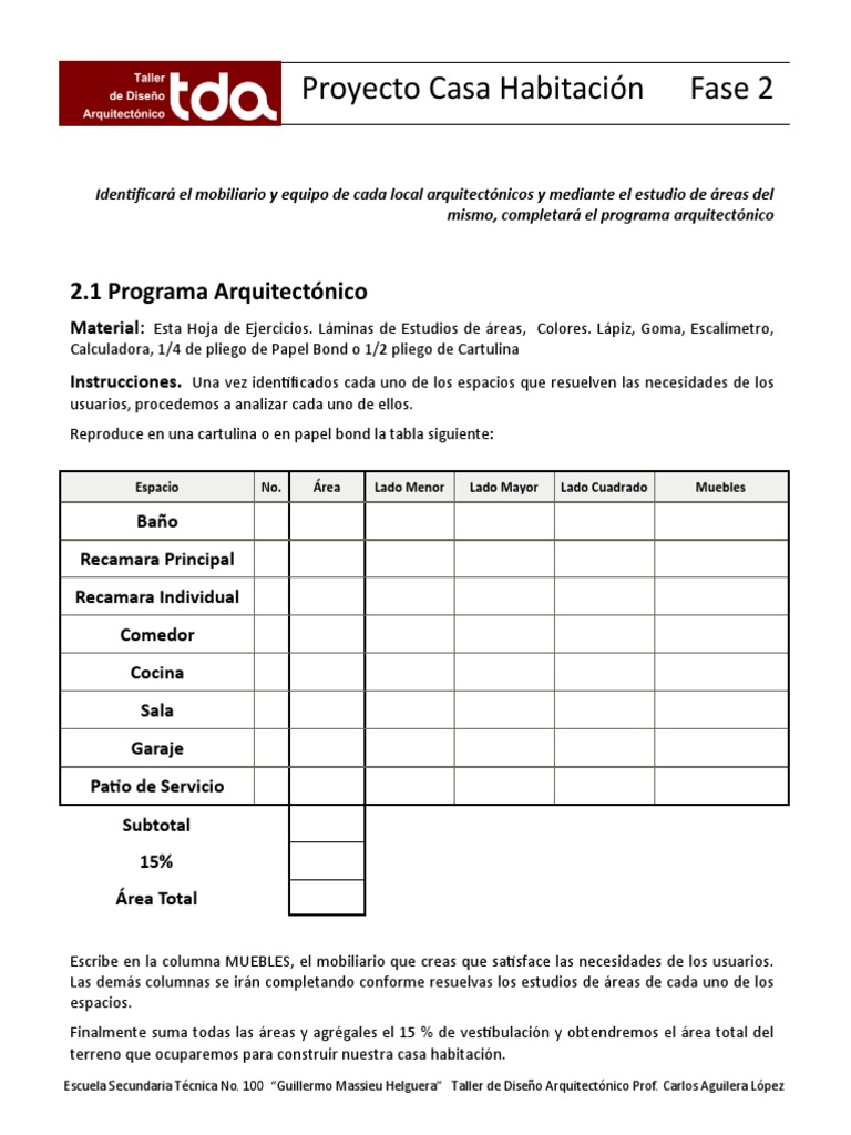 4 Programa Arquitectónico | PDF | Hogar, jardinería y bricolaje | Arte