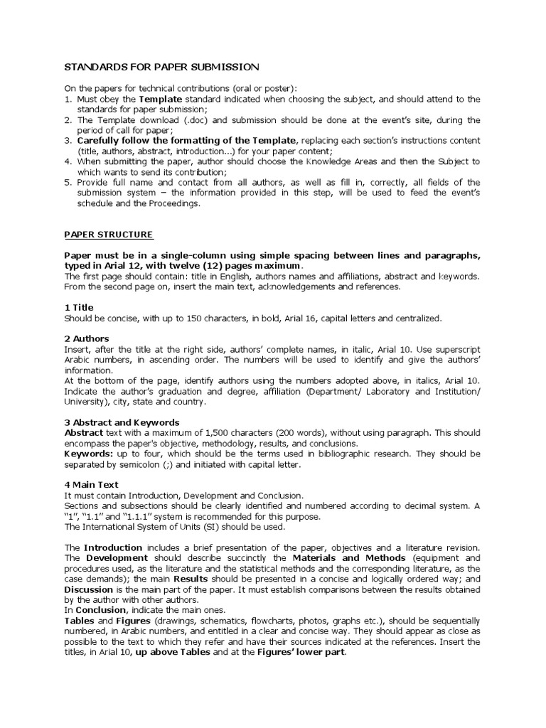 Standards For Paper Submission | PDF | Arial | Steel