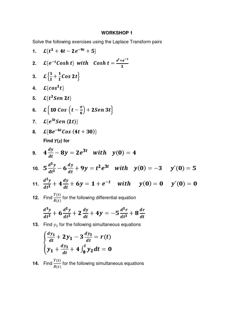 Laplace Transform Practice Exercises | PDF | Laplace Transform ...